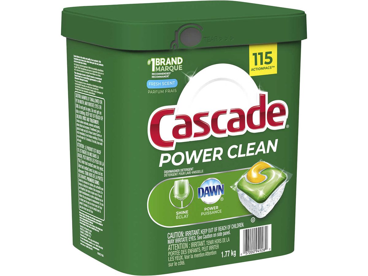 Cascade Power Clean - ActionPacs Dishwasher - Large Bucket of 115 Tabs ...