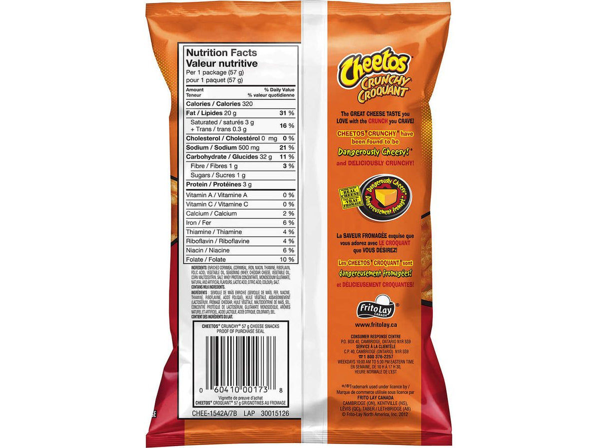 Cheetos Crunchy Cheese Flavoured Snacks - 40 x 57g — Miller & Bean ...