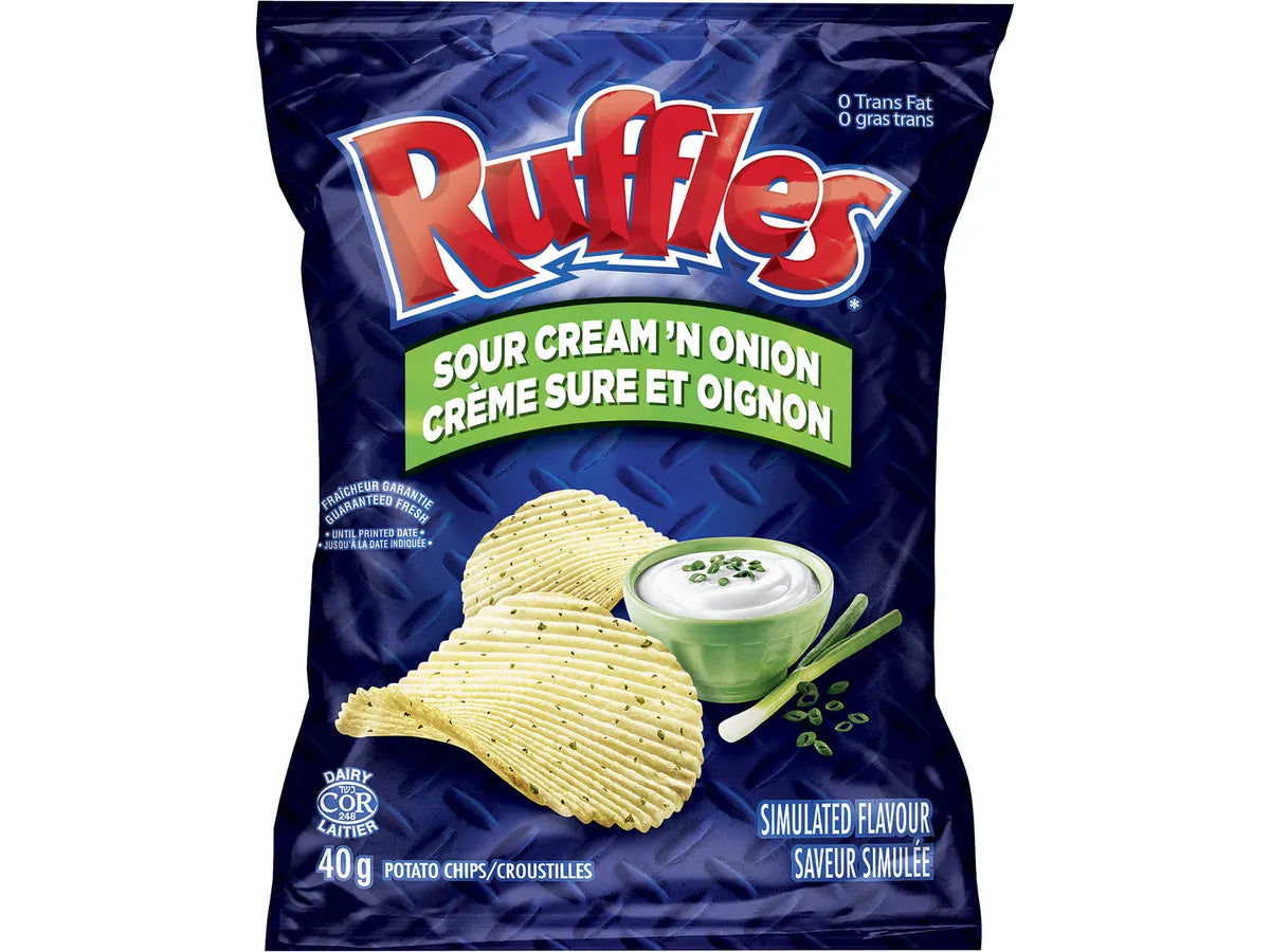 Chips - Ruffles - Sour Cream & Onion - 48 x 40g — Miller & Bean Coffee ...