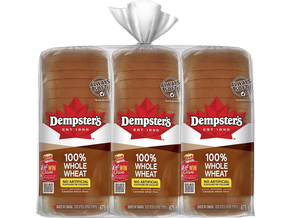 Dempster’s 100% Whole Wheat Bread - 3 x 675g Loaf — Miller & Bean ...