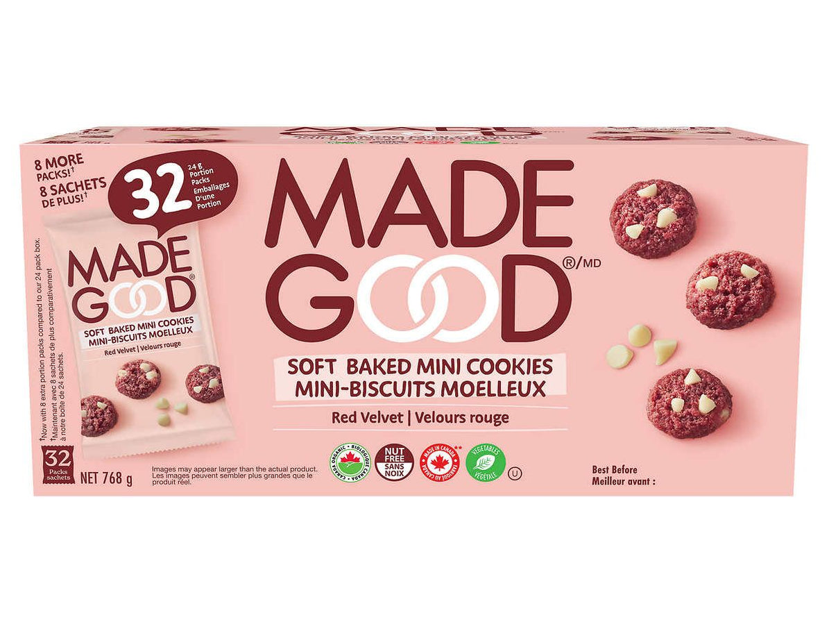 MadeGood Red Velvet Soft Baked Mini Cookies Pack - 32 x 24g — Miller ...