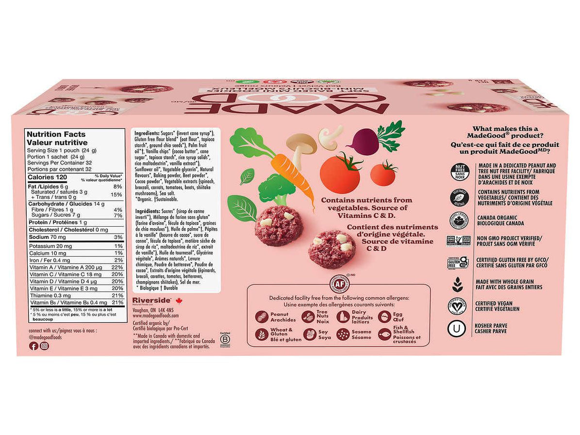 MadeGood Red Velvet Soft Baked Mini Cookies Pack - 32 x 24g — Miller ...