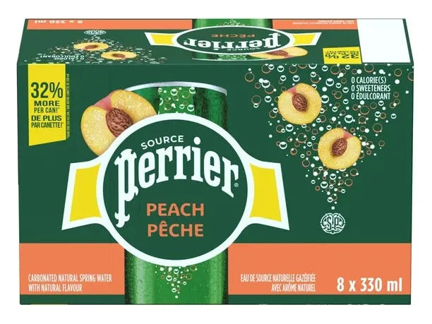 Perrier Cans Peach 8 x 330ml — Miller & Bean Coffee Company