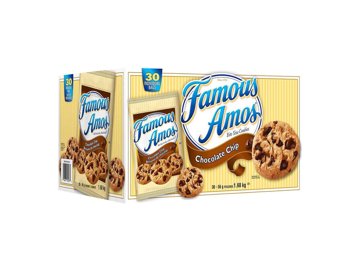 Famous Amos Bite-size Cookies - Individually Wrapped - 56g x 30 Count ...