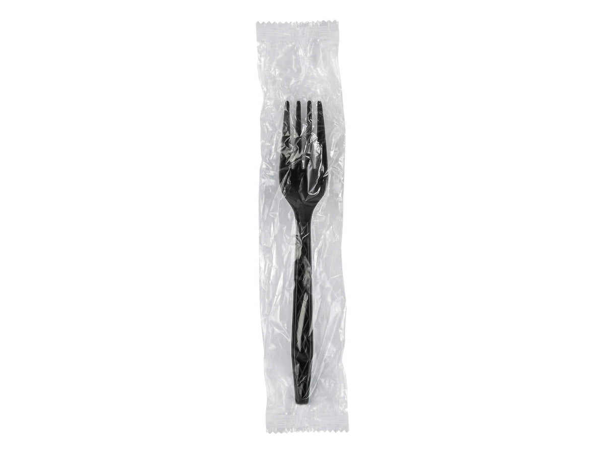 Heavy Duty Forks - Black - Plastic - Individually Wrapped - Case of 50 ...